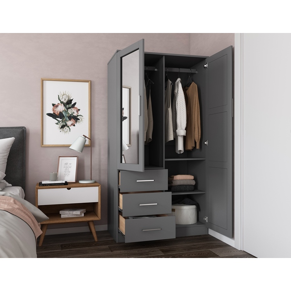 Palace Imports 100 Solid Wood Metro Wardrobe Armoire with Solid Wood or Mirrored Doors On Sale Bed Bath Beyond 26433452